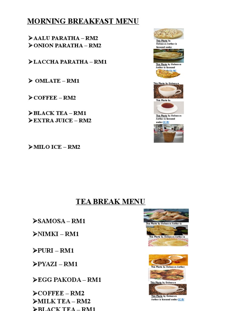 Morning Breakfast Menu | PDF