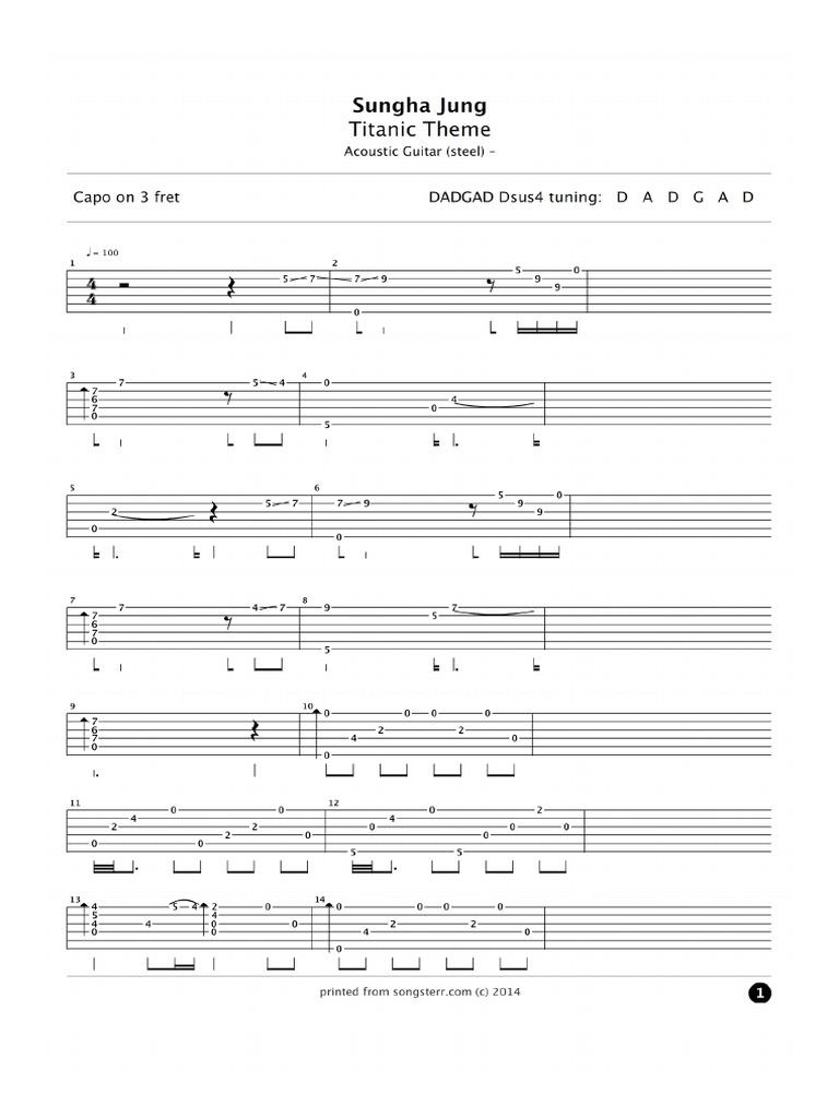 Titanic Theme Tab by Sungha Jung - Songsterr Tabs With Rhythm | PDF