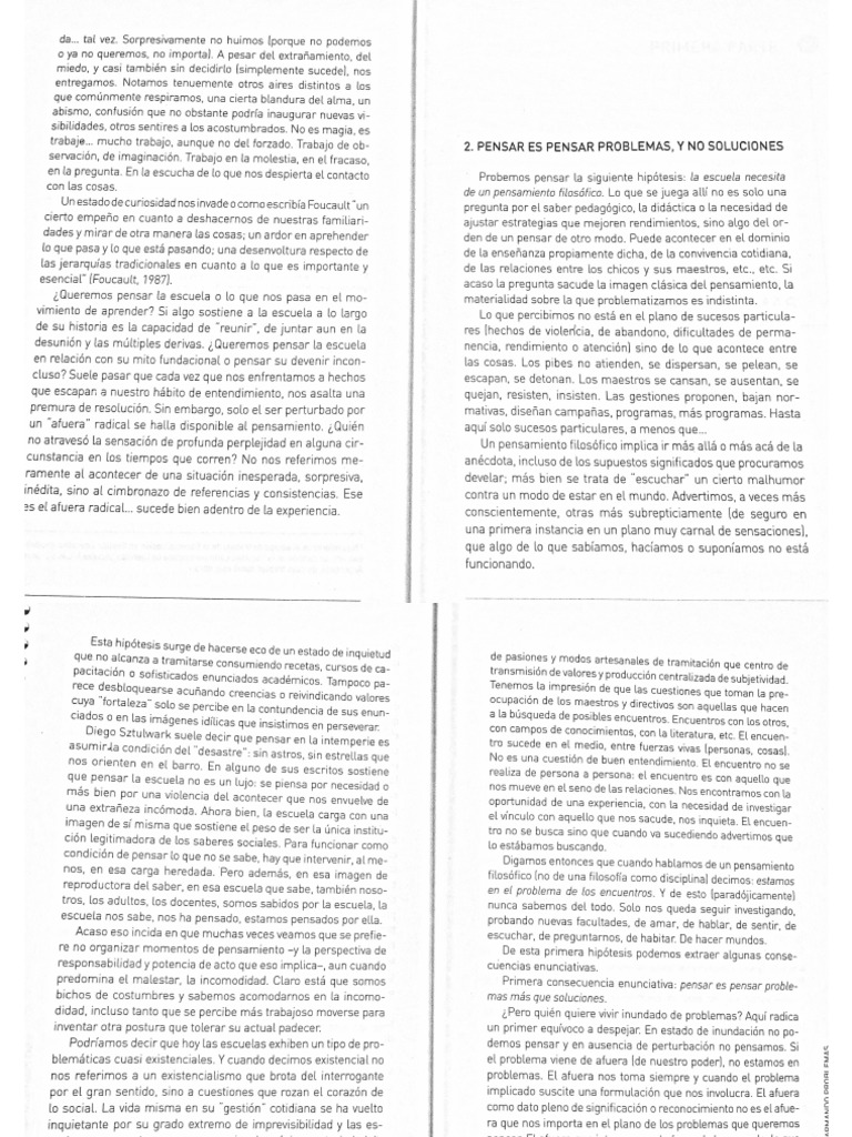 Duschatzky - Pensar Es Pensar Problemas. | PDF