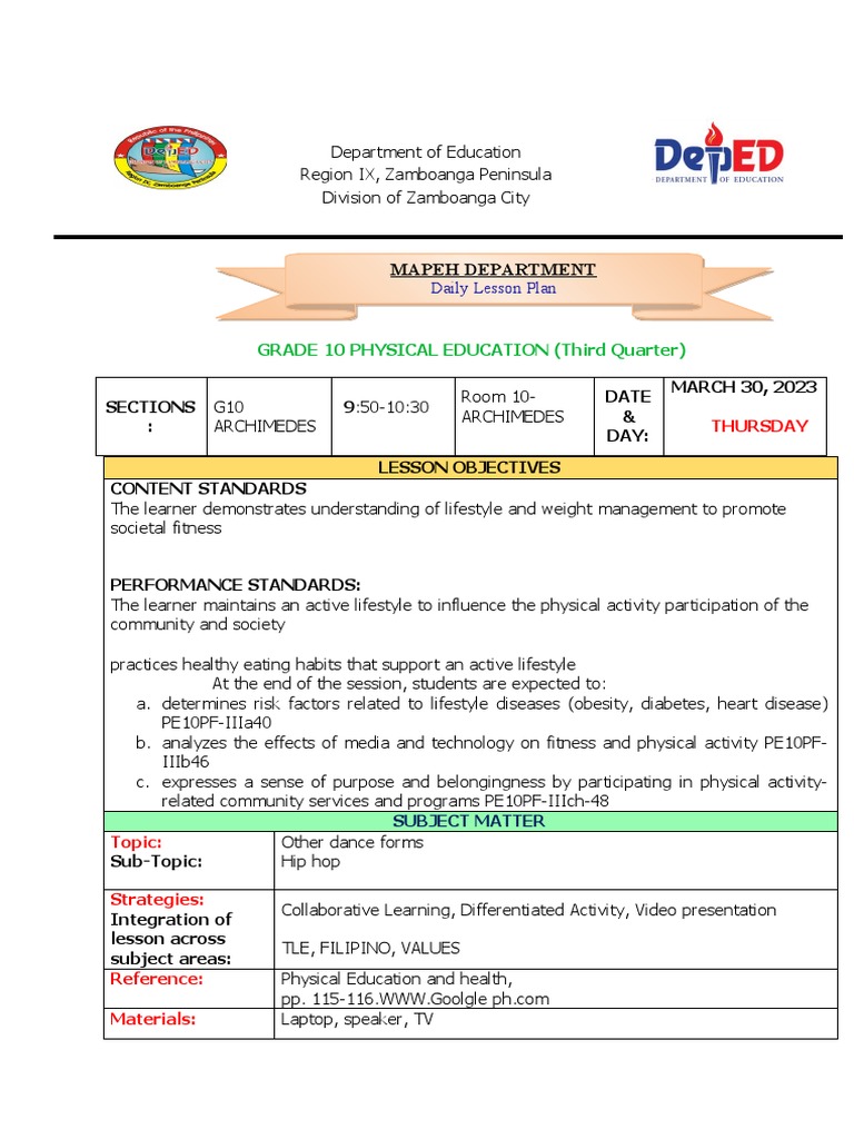 3rd Demo in P.E | PDF | Learning | Physical Education