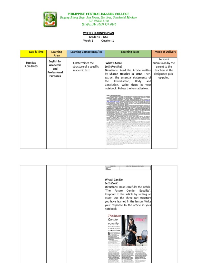 WLP-12-EAPP-Quarter 1 Week 1 | PDF | Essays | Paragraph