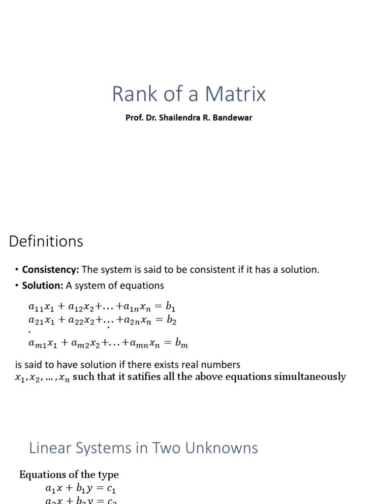 Rank Of A Matrix Pdf Matrix Mathematics Matrix Theory 