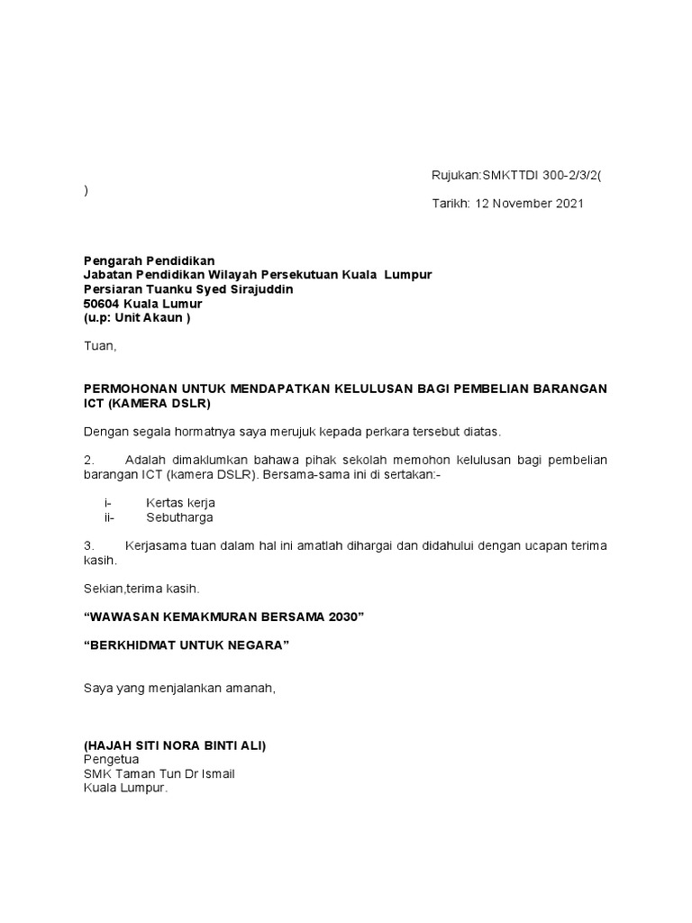 Cover Letter Mohon Kelulusan Majalah | PDF