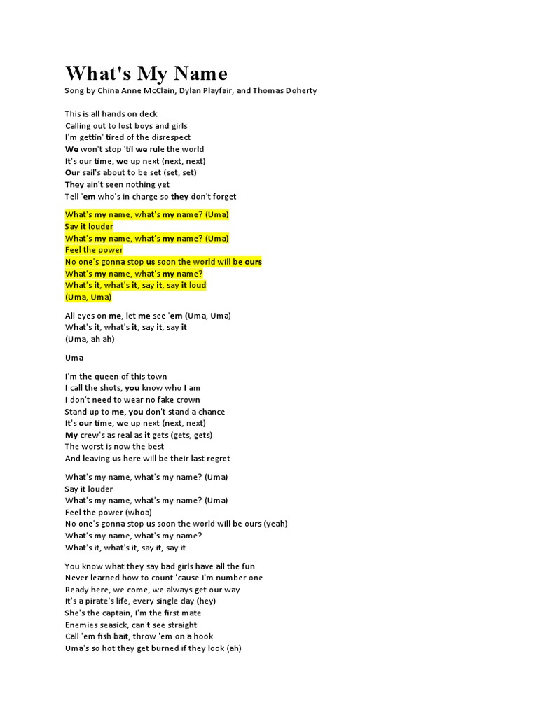 What's My Name | PDF