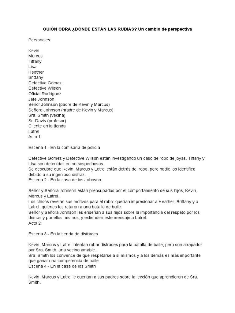 Guión Obra ¿Dónde Están Las Rubias | PDF