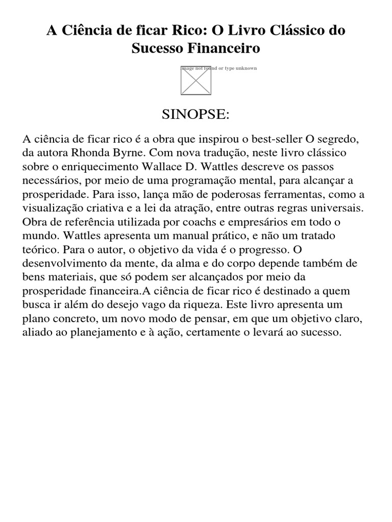 A Ciência de Ficar Rico - O Livro Clássico Do Sucesso Financeiro | PDF
