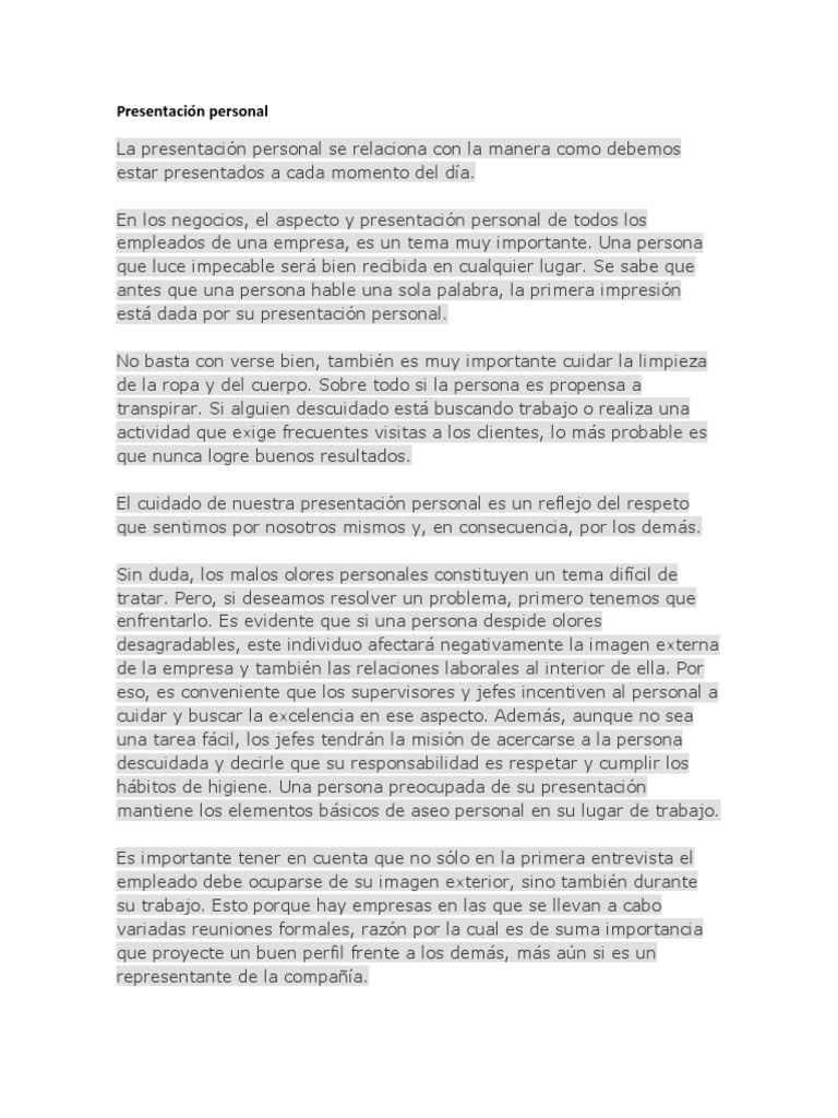 Presentación personal | PDF