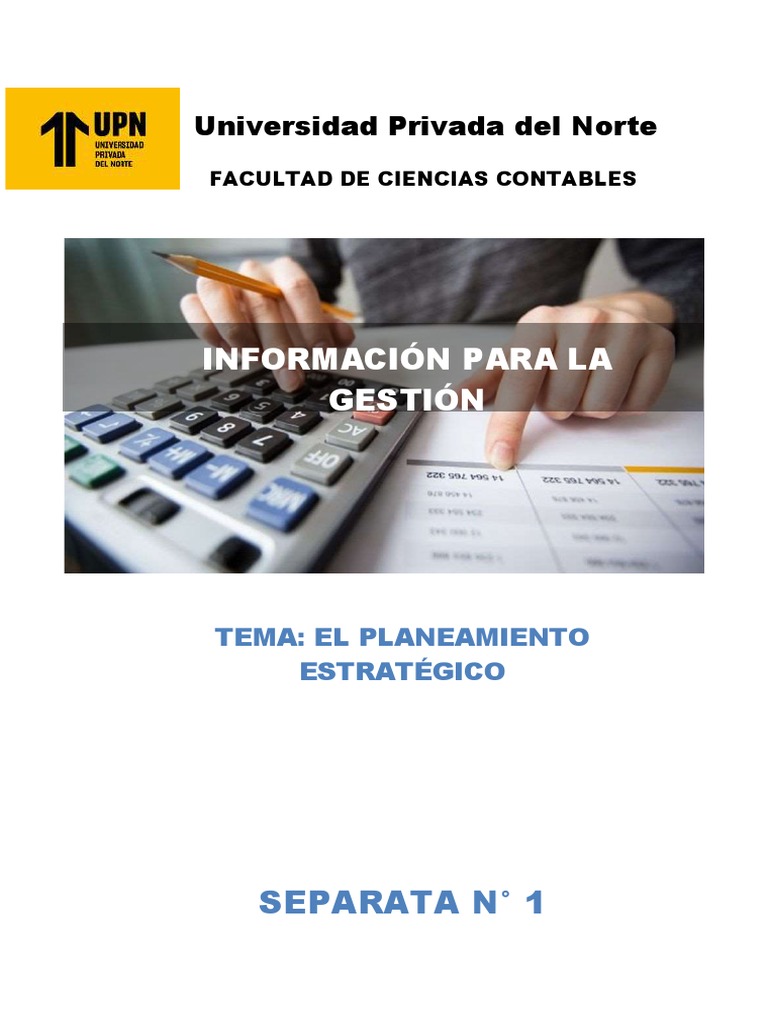 Separata 1 Información para La Información - Upn | PDF | Planificación | Planificación estratégica