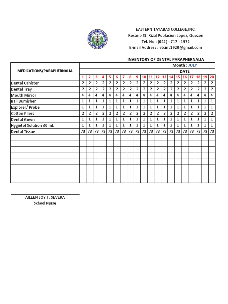 Dental Inventory | PDF