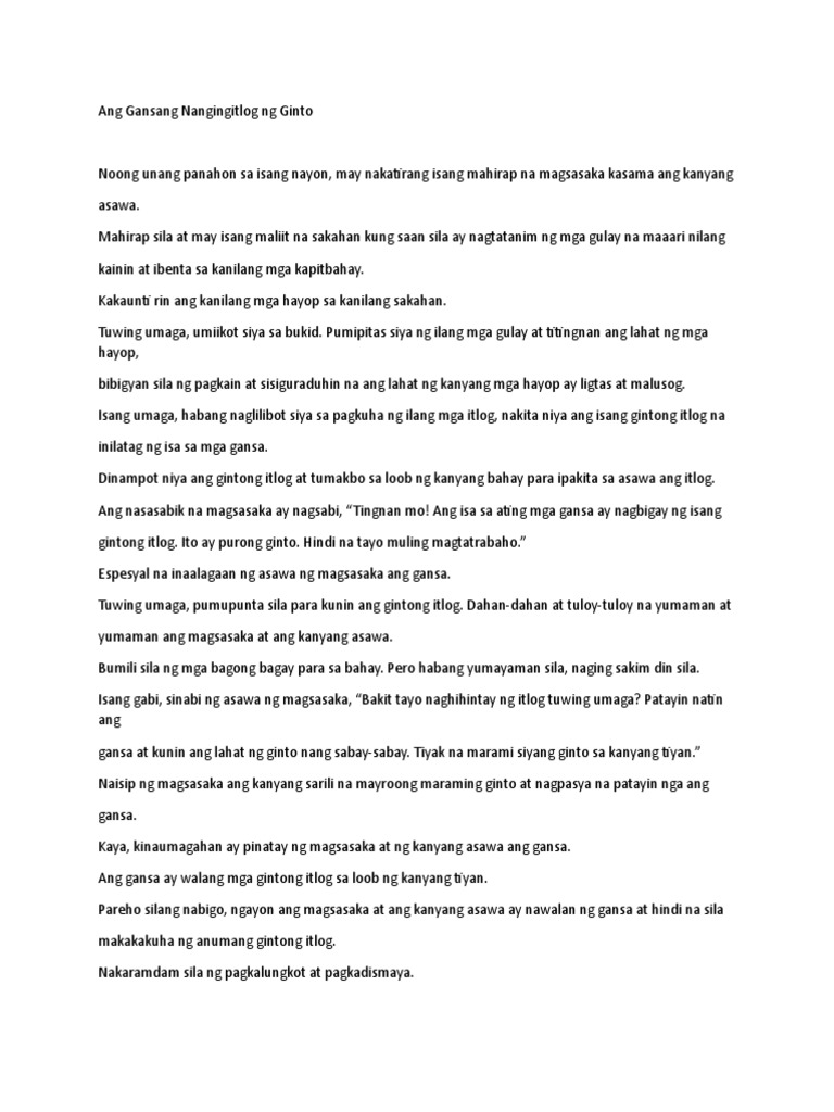 Ang Gansang Nangingitlog NG Ginto | PDF