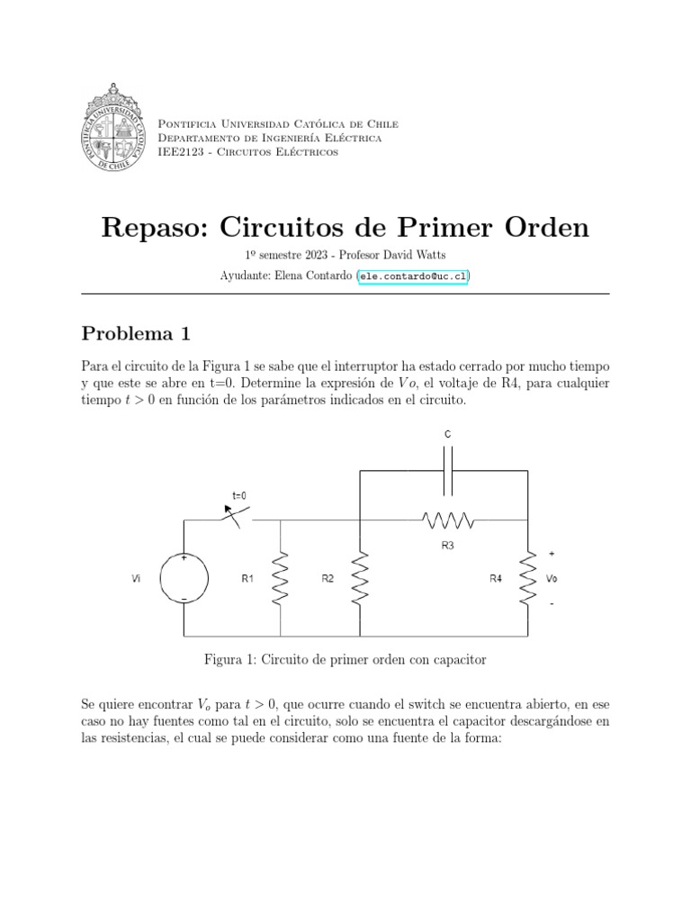 Circuitos de Primer Orden | PDF | Resistencia Eléctrica y Conductancia | Red eléctrica