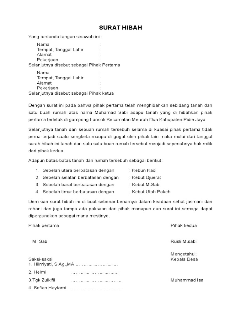 Surat Hibah | PDF