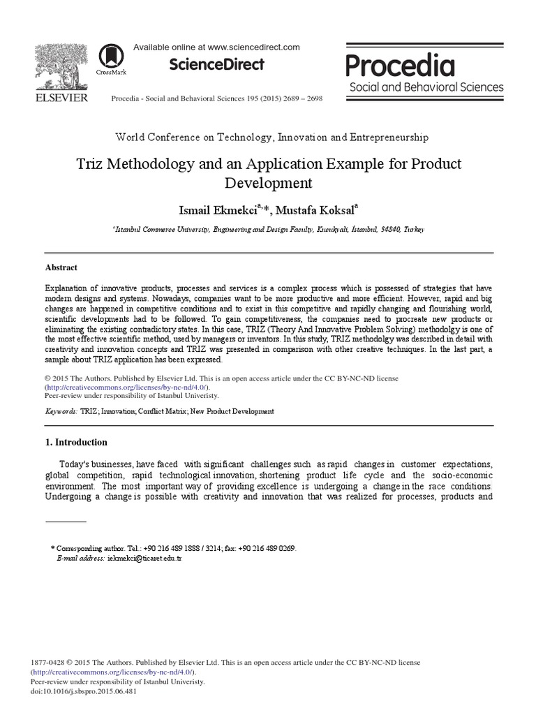 18 - TRIZ Methodology and An Application Example For Product Development | PDF | Physical ...