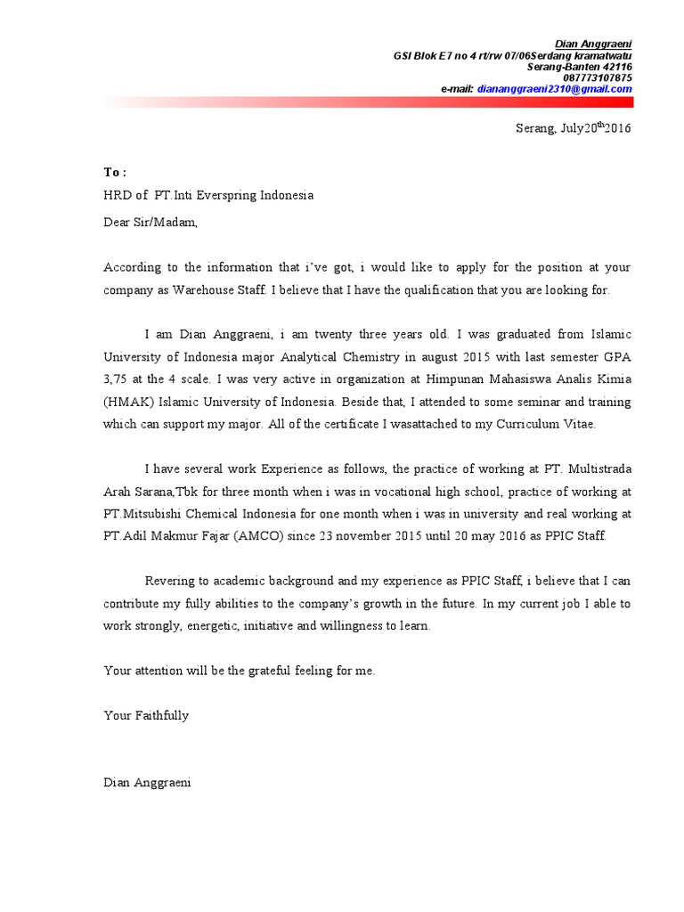 CV & Lamaran Dian Anggraeni | PDF | Career & Growth