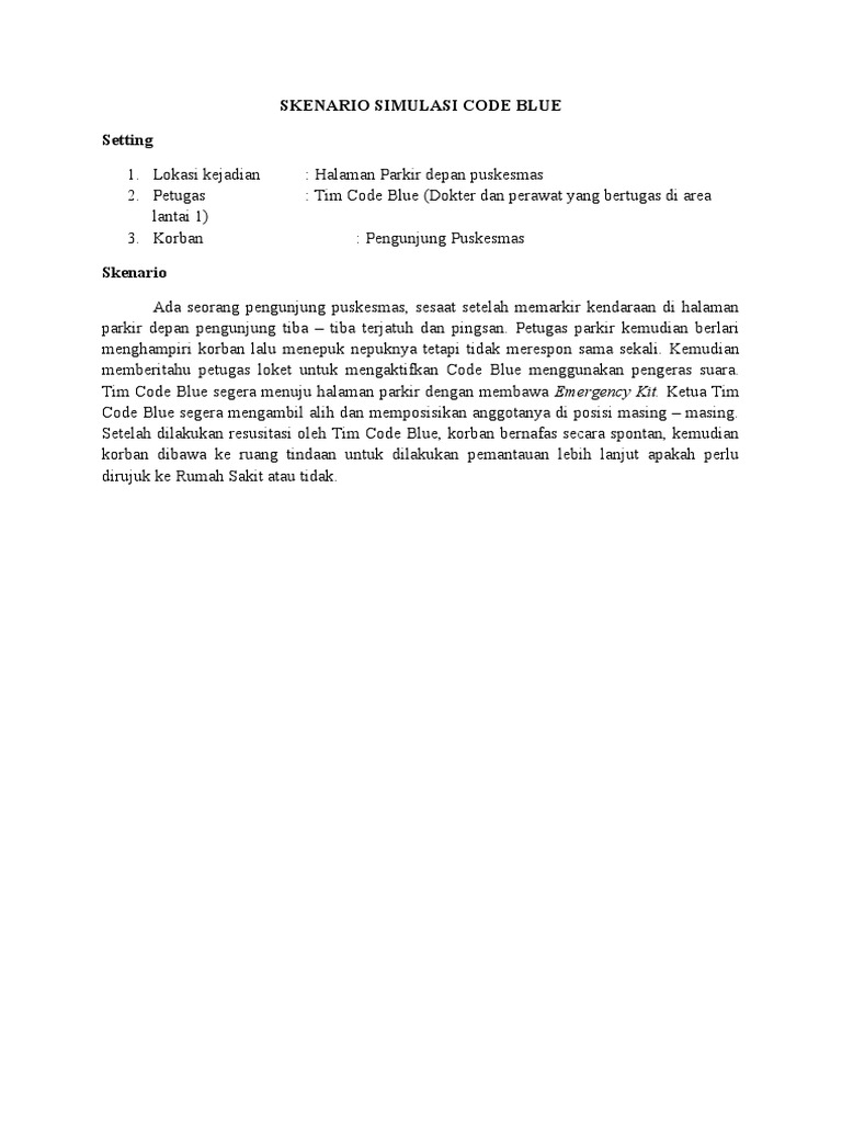 Skenario Simulasi Code Blue | PDF