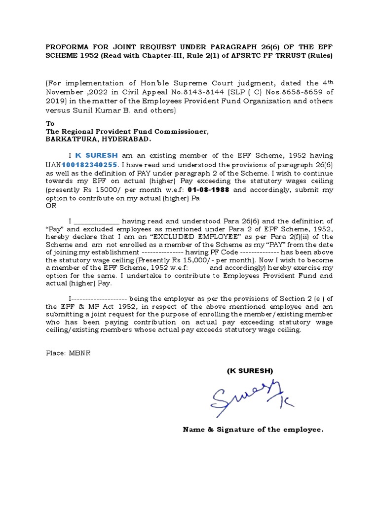 EPF Joint Request Form for Higher Pay | PDF | Justice | Crime & Violence