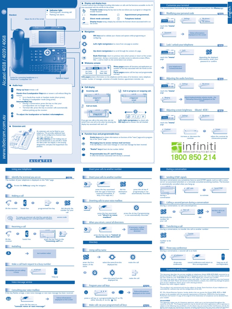 Alcatel 4039 Handset User Guide | PDF