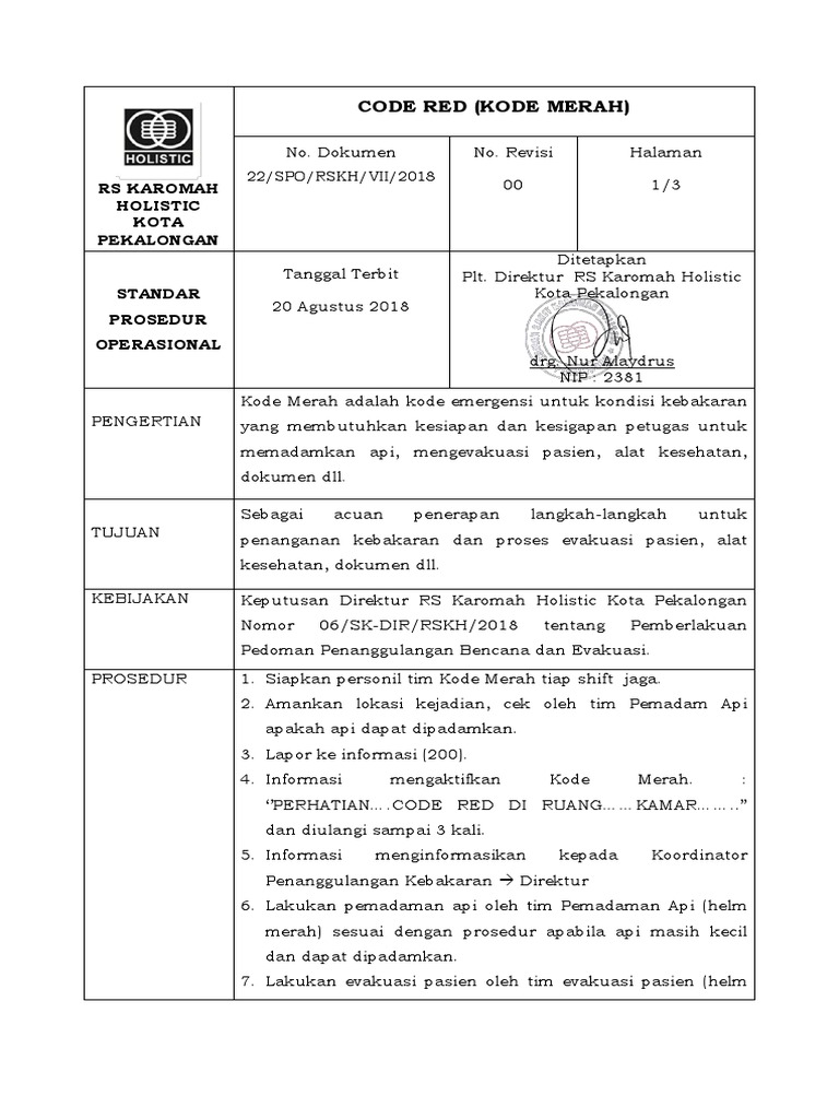 Spo Code Red | PDF | Teknologi & Rekayasa