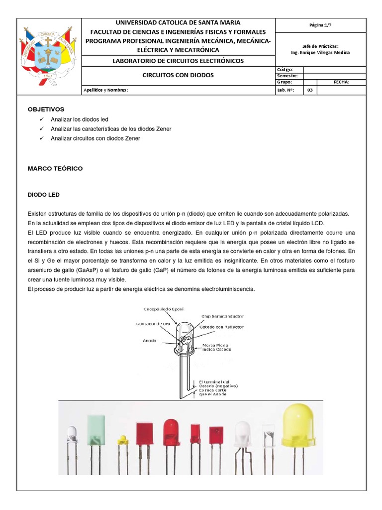 Lab 03 Ckts Con Diodos | PDF | Diodo emisor de luz | Diodo