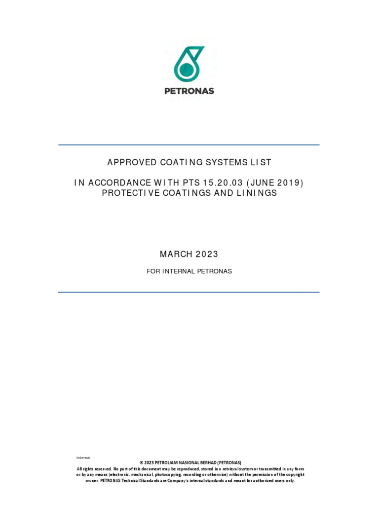 PTS - 2023-03-09 PTS 15.20.03 Approved Coating Systems List (Final ...
