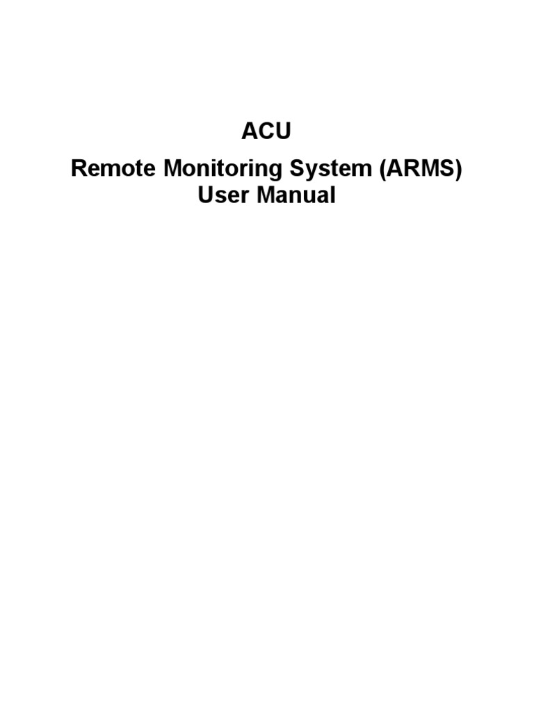 ACU Remote Monitoring System (ARMS) User Manual | PDF | Battery ...