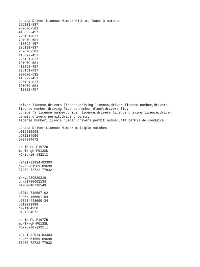 Canada Driver Licence Number | PDF | Driver's License | License
