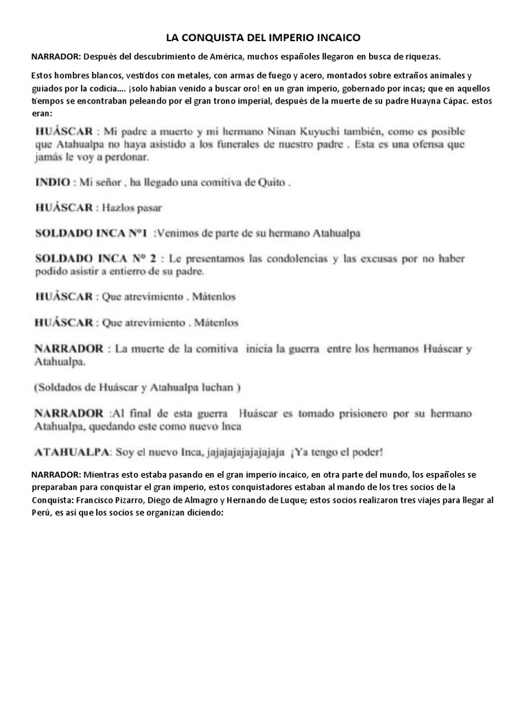 La Conquista Del Imperi Incaico | PDF | Francisco Pizarro | Imperio Inca