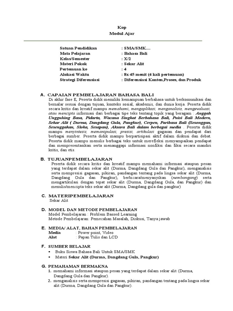 2 Kelompok 2 Modul Ajar Sekar Alit Fase e | PDF