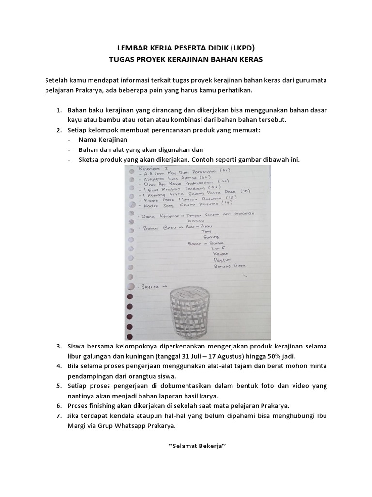 LKPD Kerajinan Bahan Keras | PDF