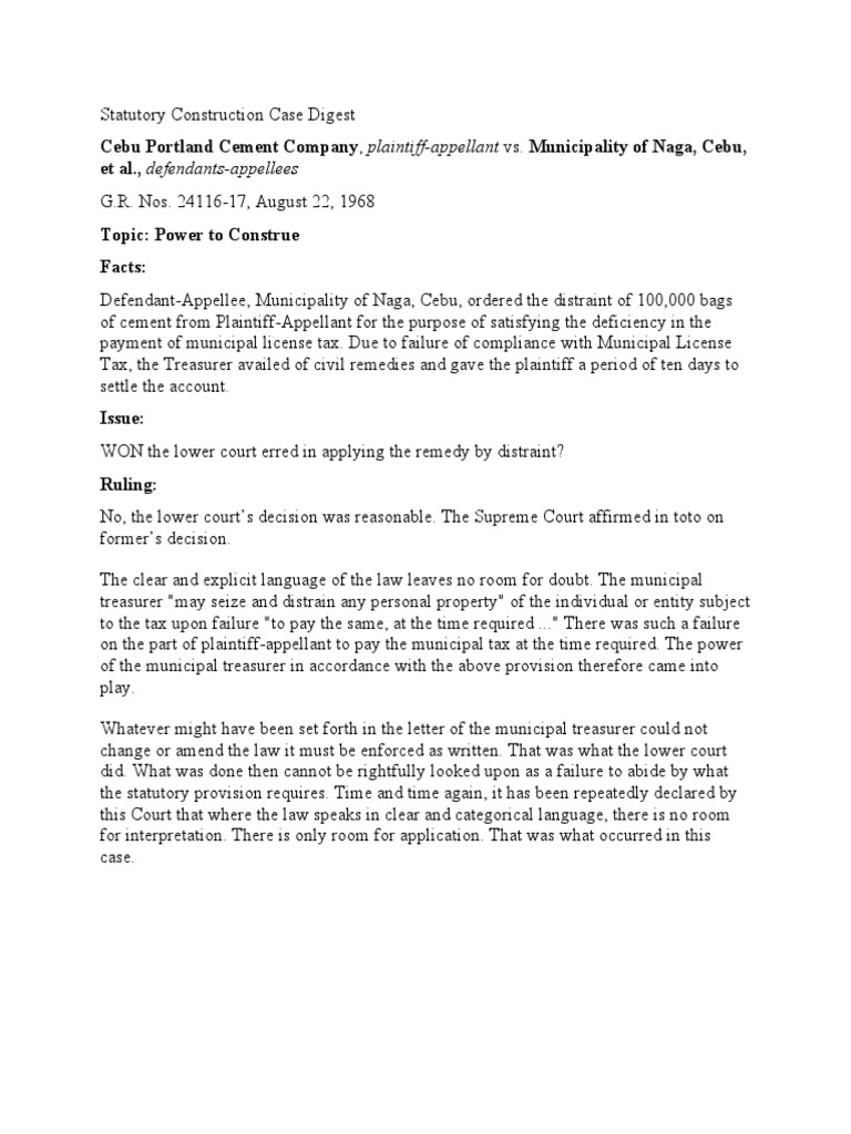 Cebu Portland Cement Co. v. Municipality of Naga Cebu 24 SCRA 708 ...