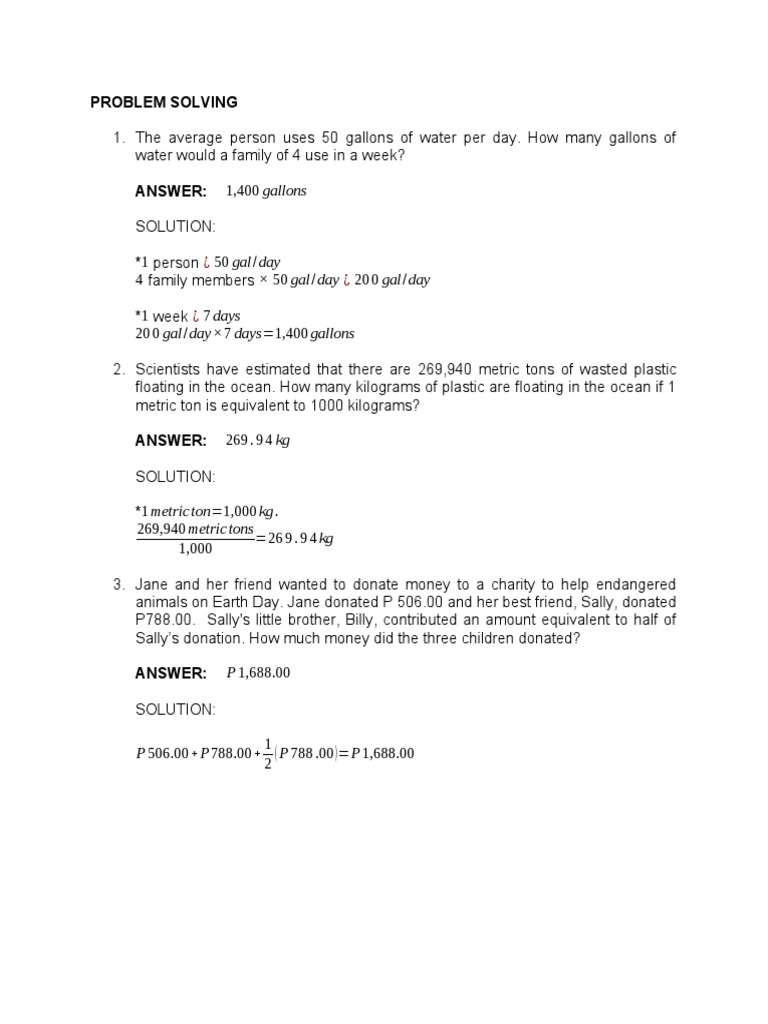 Problem Solving Math Questions | PDF