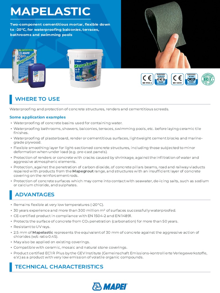 Mapelastic: Flexible Waterproofing for Concrete | PDF