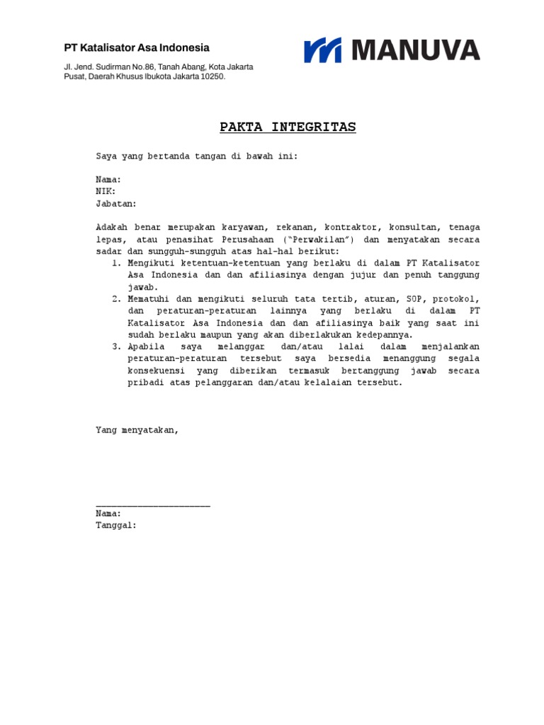 MNV - Anti-Kickback & Pakta Integritas | PDF