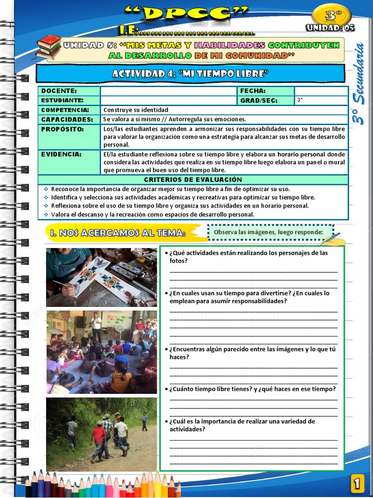 3° DPCC -ACTV.04-UNID.5 2023 | PDF | Recreación | Sicología
