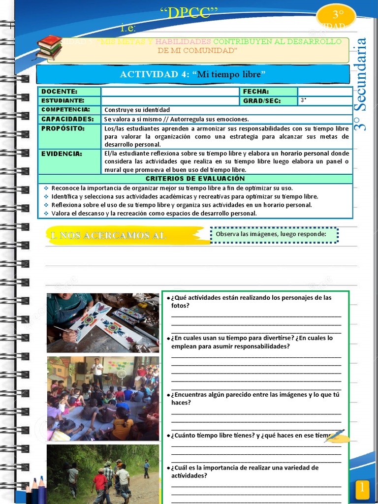3° DPCC - Actv.04-Unid.5 2023 | PDF | Desarrollo personal | Las emociones