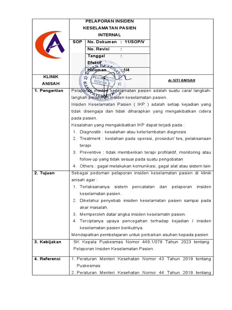 Sop Ikp Internal Klinik | PDF