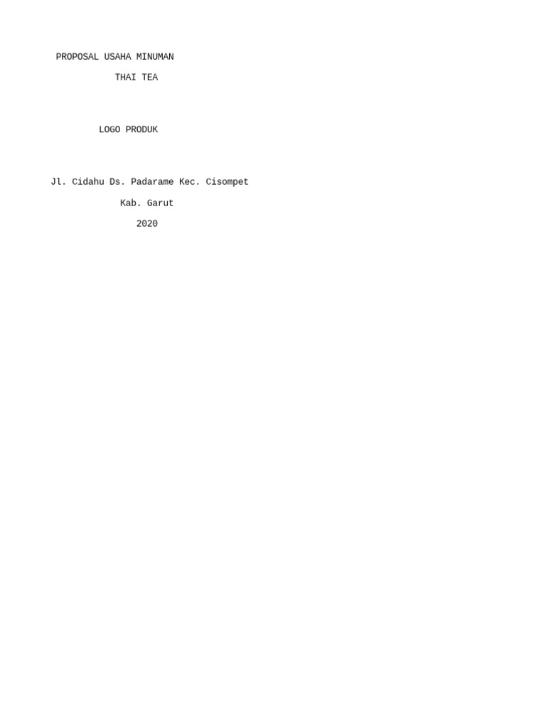 Proposal Usaha Minuman Thai Tea | PDF
