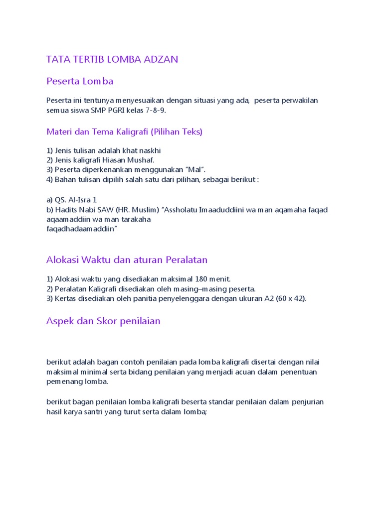 Tata Tertib Lomba Adzan | PDF | Seni | Komputer Tata Tertib Lomba Adzan | PDF | Seni | Komputer