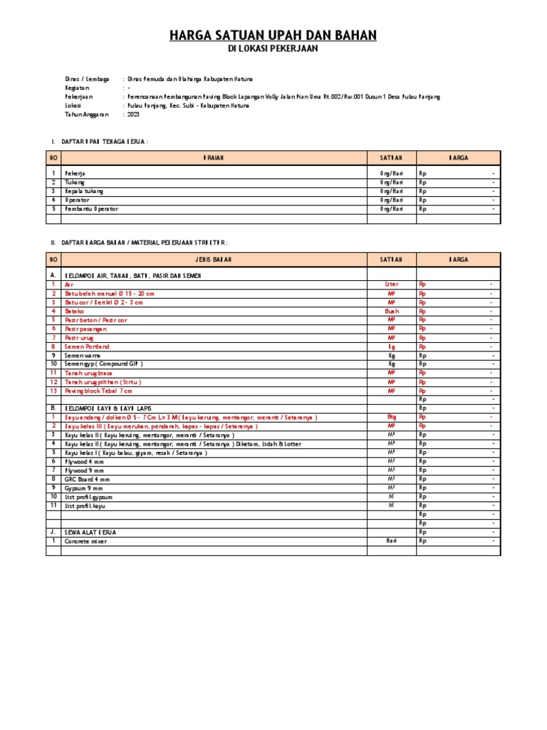 Upah Dan Bahan | PDF