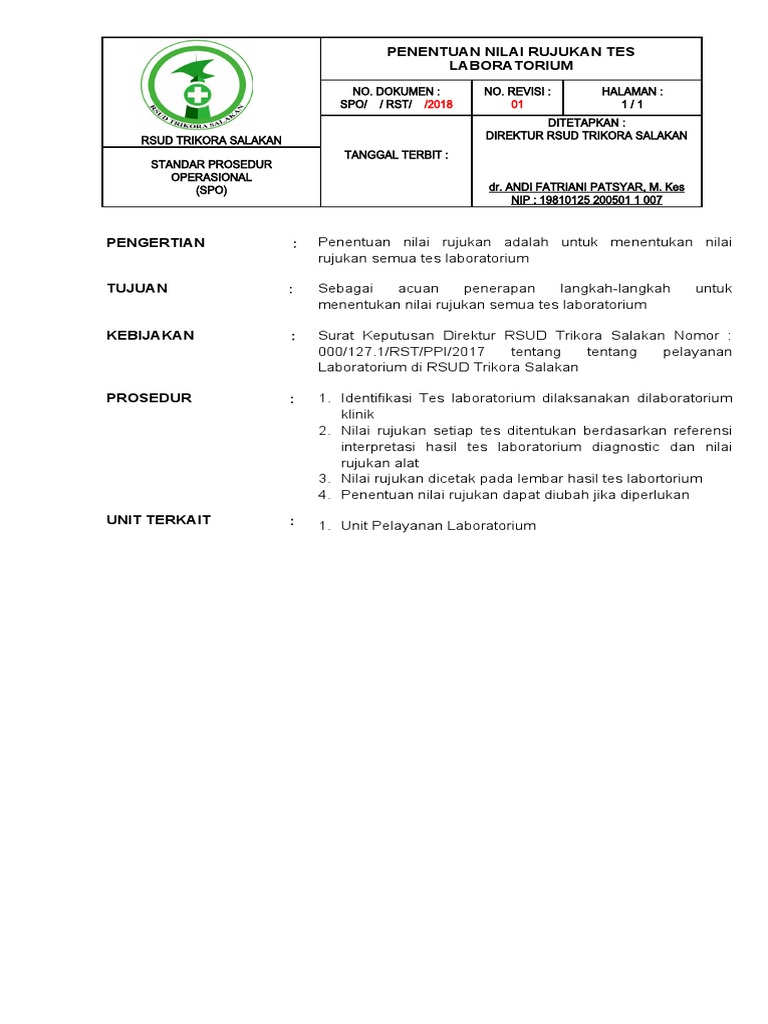 Nilai Rujukan Tes Lab RSUD Trikora | PDF | Kesehatan Holistik | Sains ...