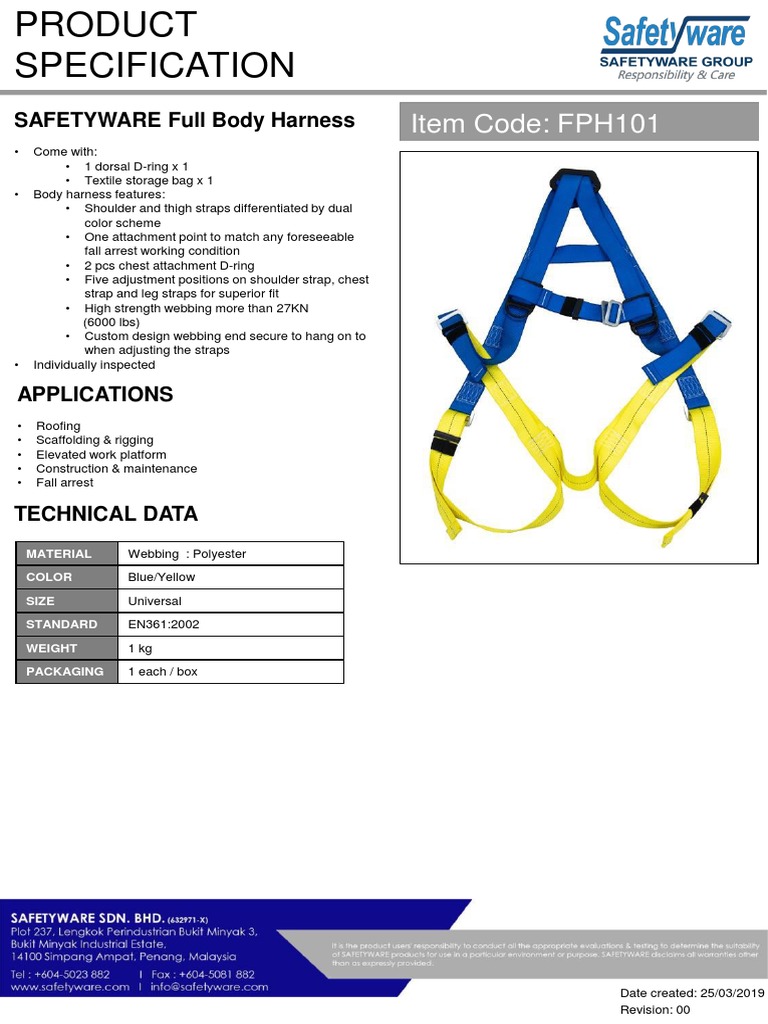SAFETYWARE FPH101 Product Specification | PDF