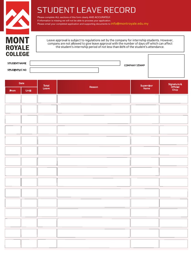 1) Student Leave Record | PDF