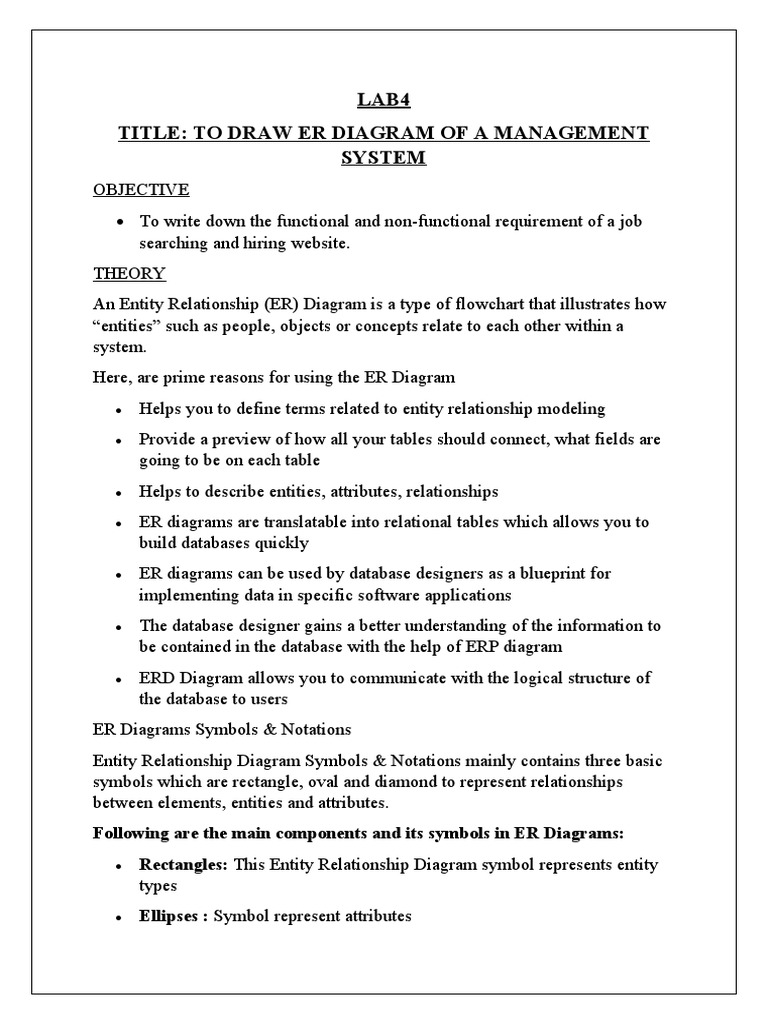Lab4 Title: To Draw Er Diagram of A Management System | Download Free ...