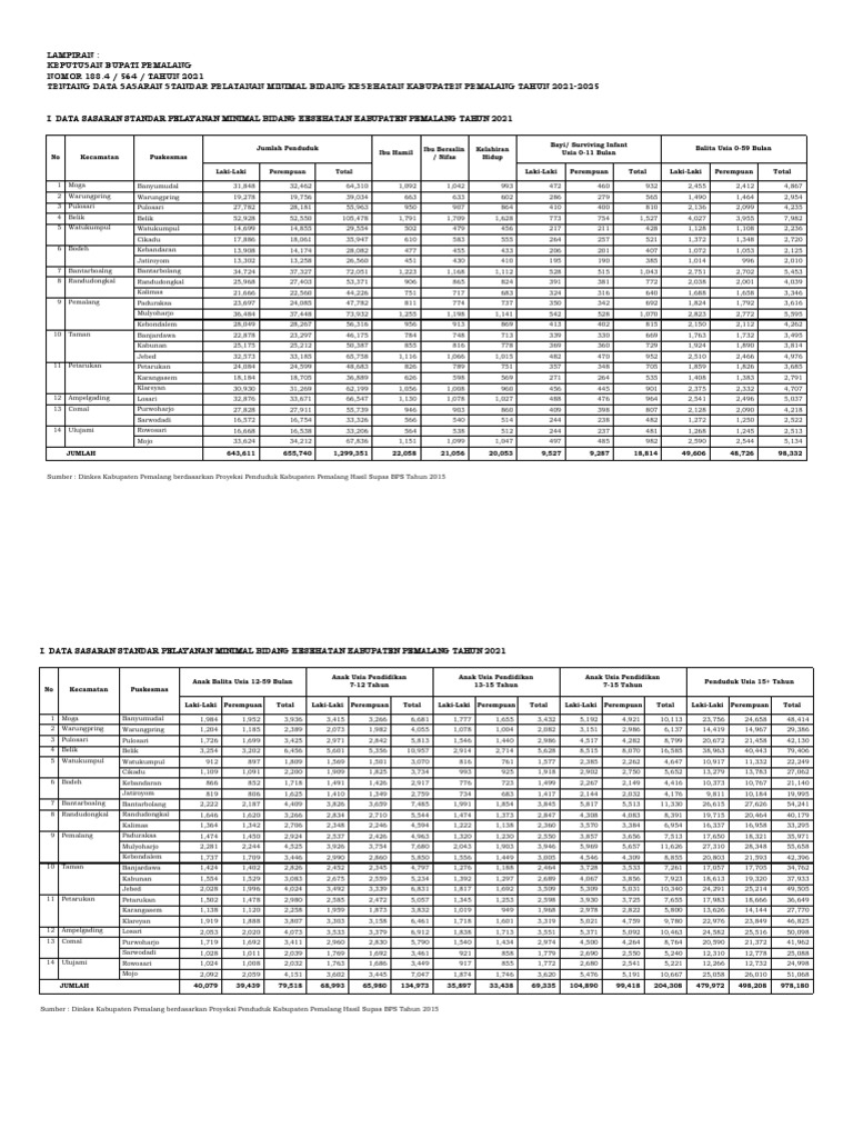 Lamp SK Bupati - Data Sasaran SPM Kes 2021-2025 | PDF