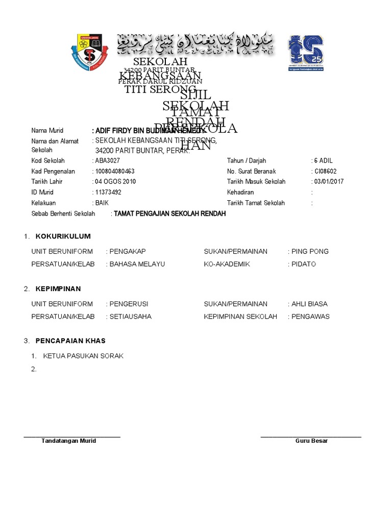 Format Sijil Berhenti | PDF