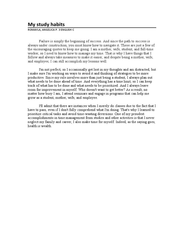 My Study Habits | PDF