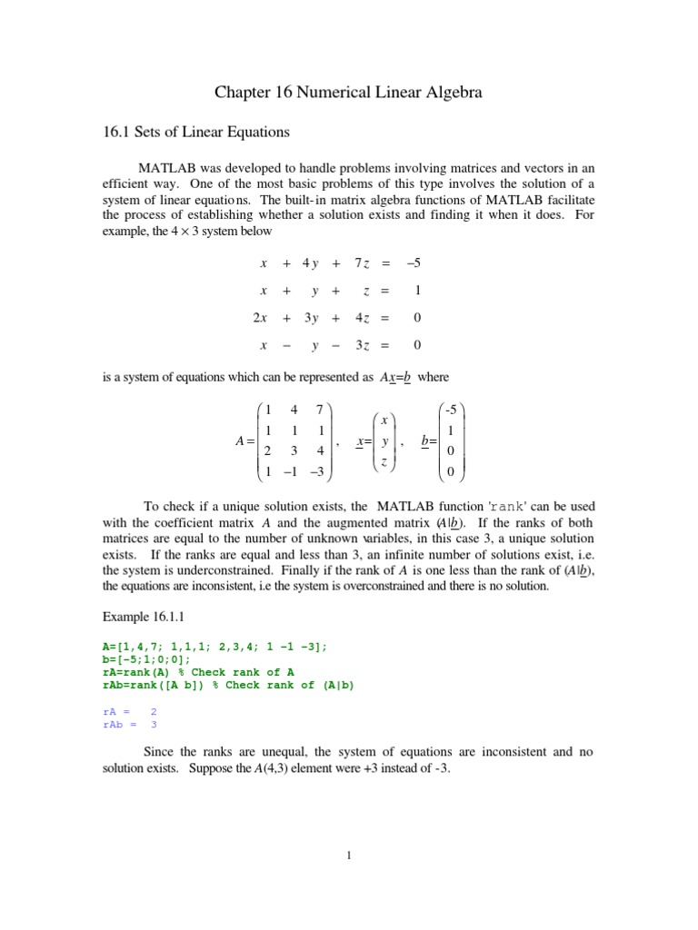 MATLAB Linear Algebra | Matrix (Mathematics) | Eigenvalues And Eigenvectors MATLAB Linear Algebra | Matrix (Mathematics) | Eigenvalues And Eigenvectors