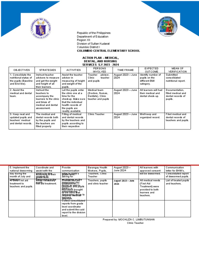 Mdns Action Plan Cces Pdf Clinic Teachers
