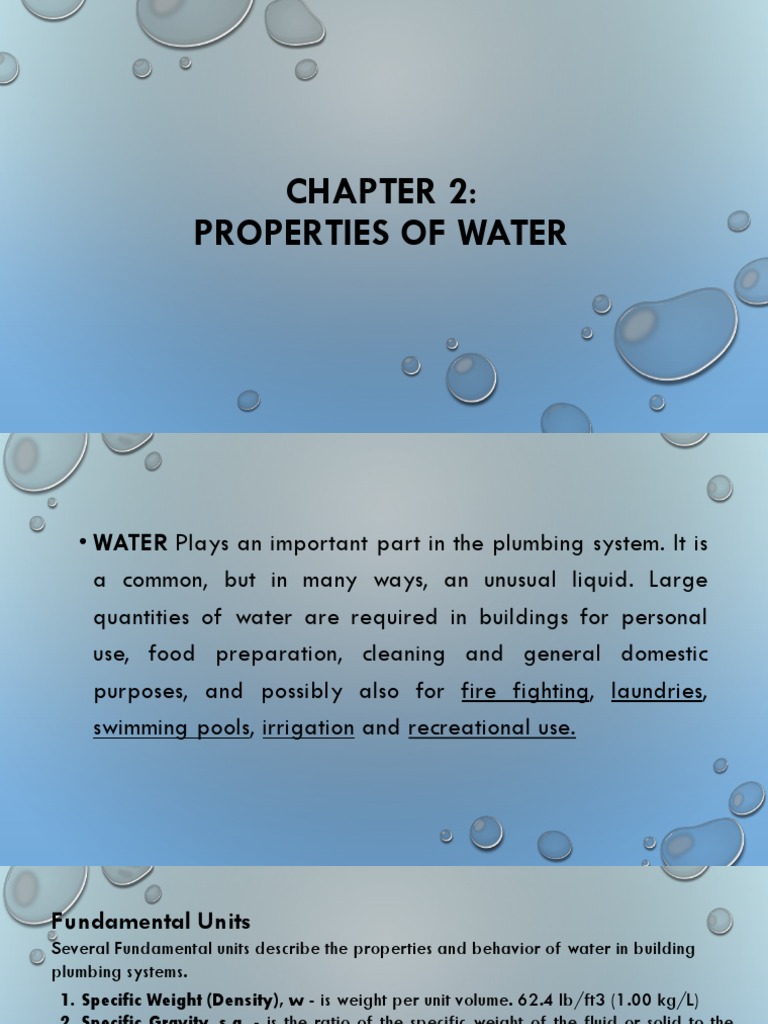 Properties and Quality of Water in Plumbing | PDF | Water Purification ...