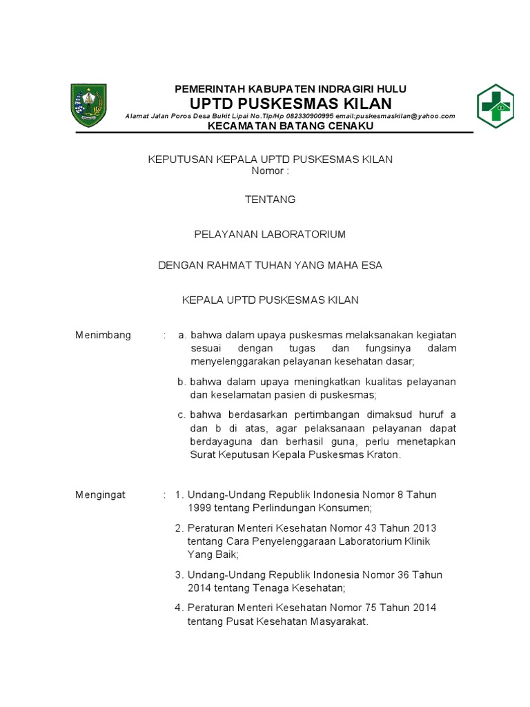 8 1 SK Pelayanan Laboratorium SK Payung | PDF